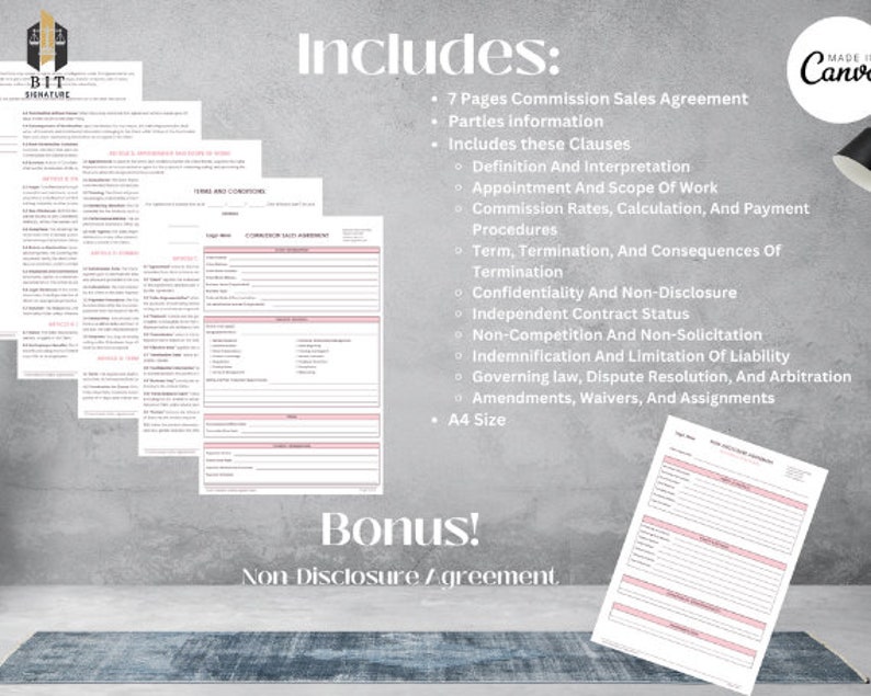 Editable Commission Sales Agreement, Commission Contract, Sales ...