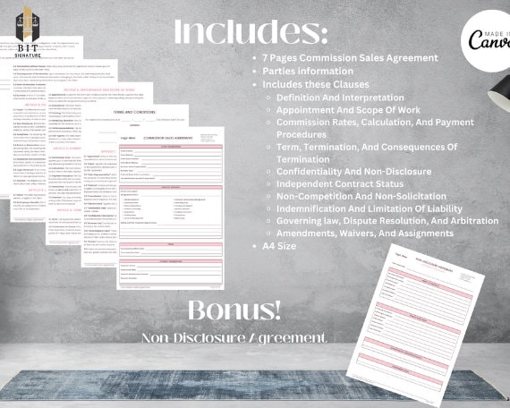 Editable Commission Sales Agreement, Commission Contract, Sales ...
