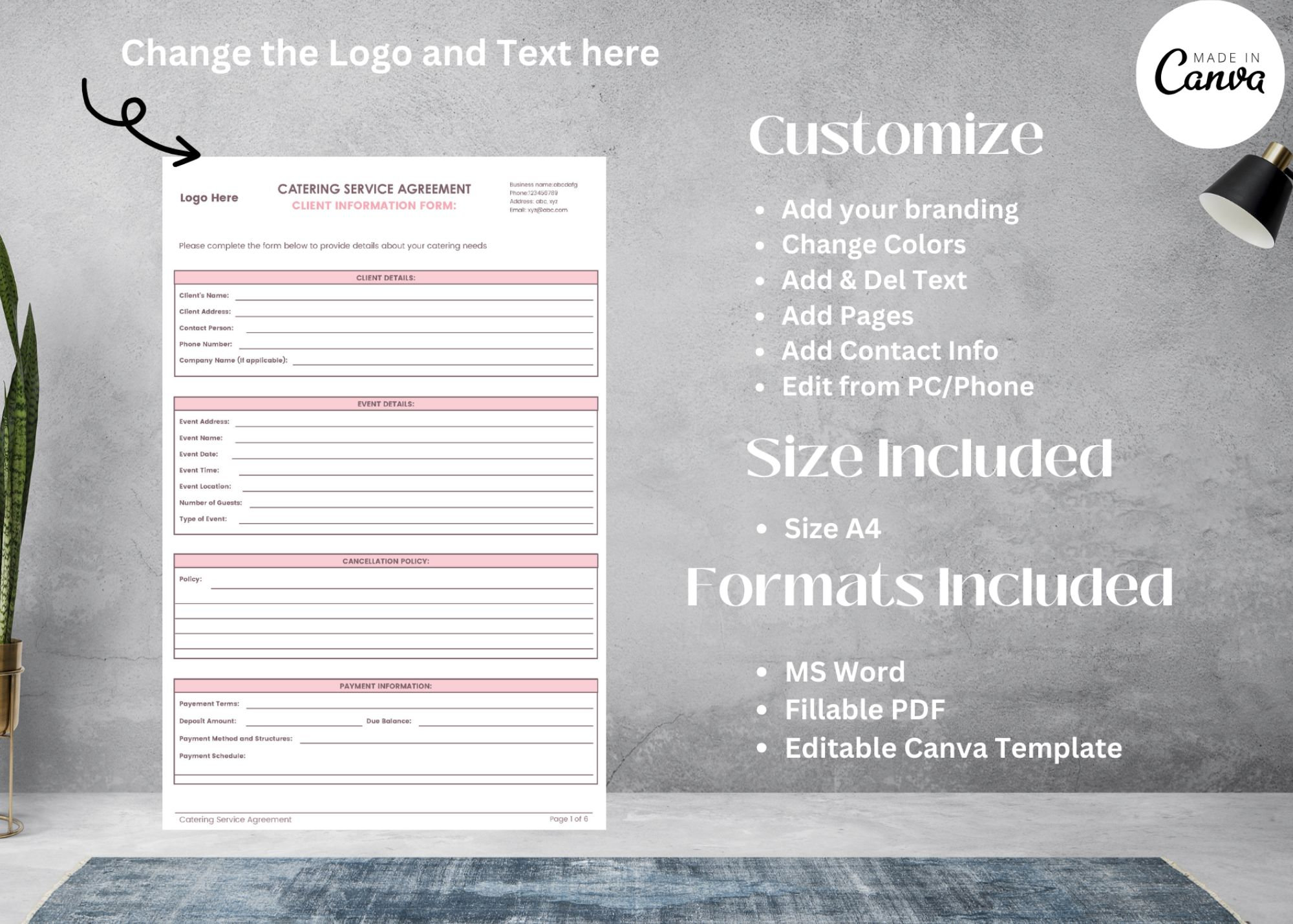 Catering Contract Template | Attorney-written Editable Instant Download ...
