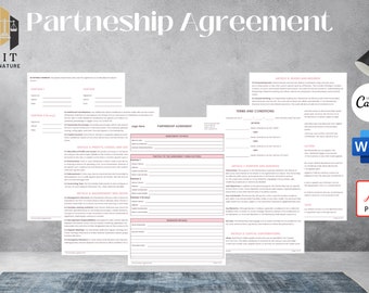 Editable Partnership Agreement Template, Partnership Contract ...