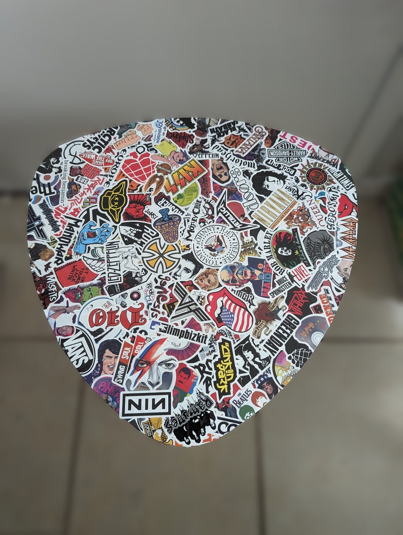 Rock and Roll Sticker Guitar Shaped Table Small - Etsy