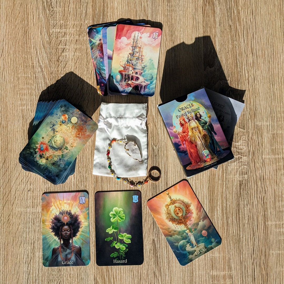 Rainbow Divinatory Pack Oracle Pastel Belline Sparkling Heart Pendulum Made In France Artisanal