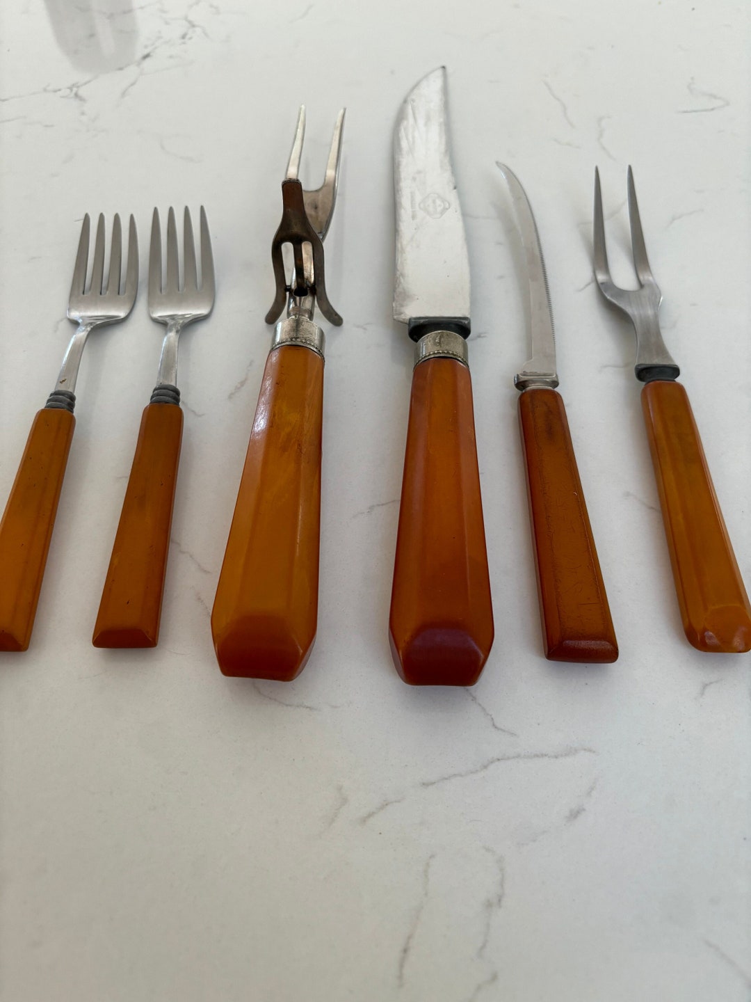 Vintage Bakelite Amber Butterscotch Cutlery Serving Set - Etsy