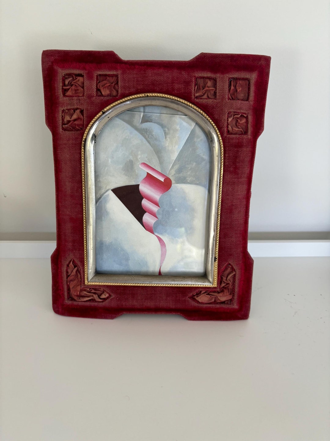 Antique Red Velvet Arched Metal 4x6 Picture Frame From Late 19th ...