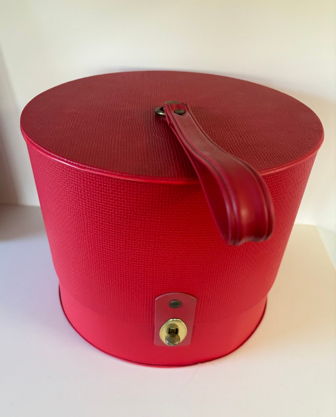 Beautiful Vintage 50s Everbest Hollywood/florida Red Round Vinyl Hat ...