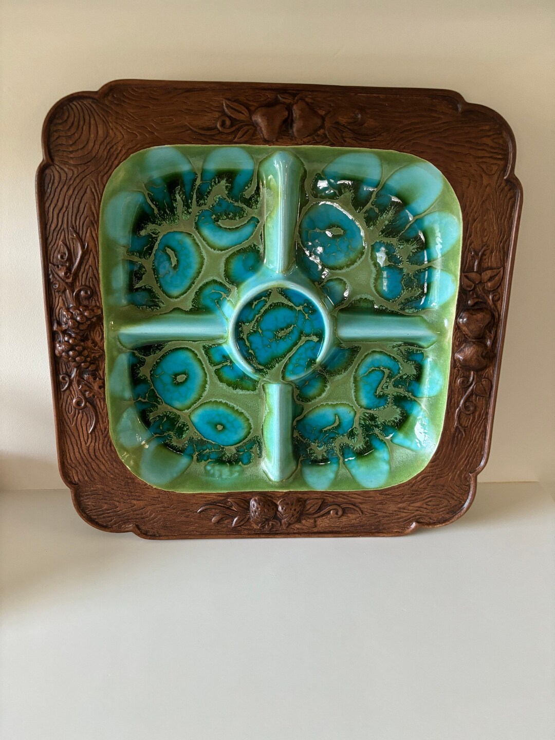 Treasure Craft Mod Divided Snack Tray - Green and Blue - Etsy