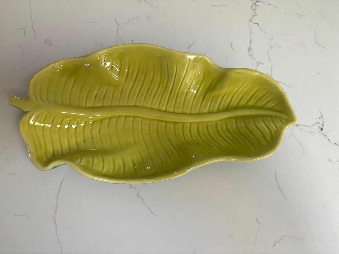Vintage Mid Century 1950's Cemar California Pottery Leaf Serving Plate ...