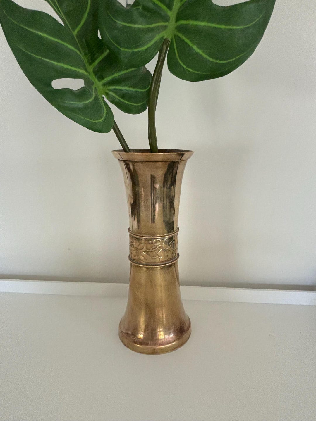 Antique Solid Brass Halah Ware Flower Vase With Embossed Leaves - Etsy