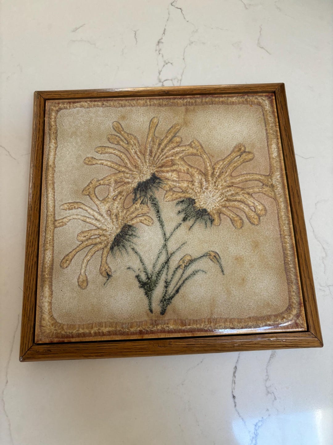 Italian Tile in Wood Frame, Vintage Trivet or Wall Art - Etsy