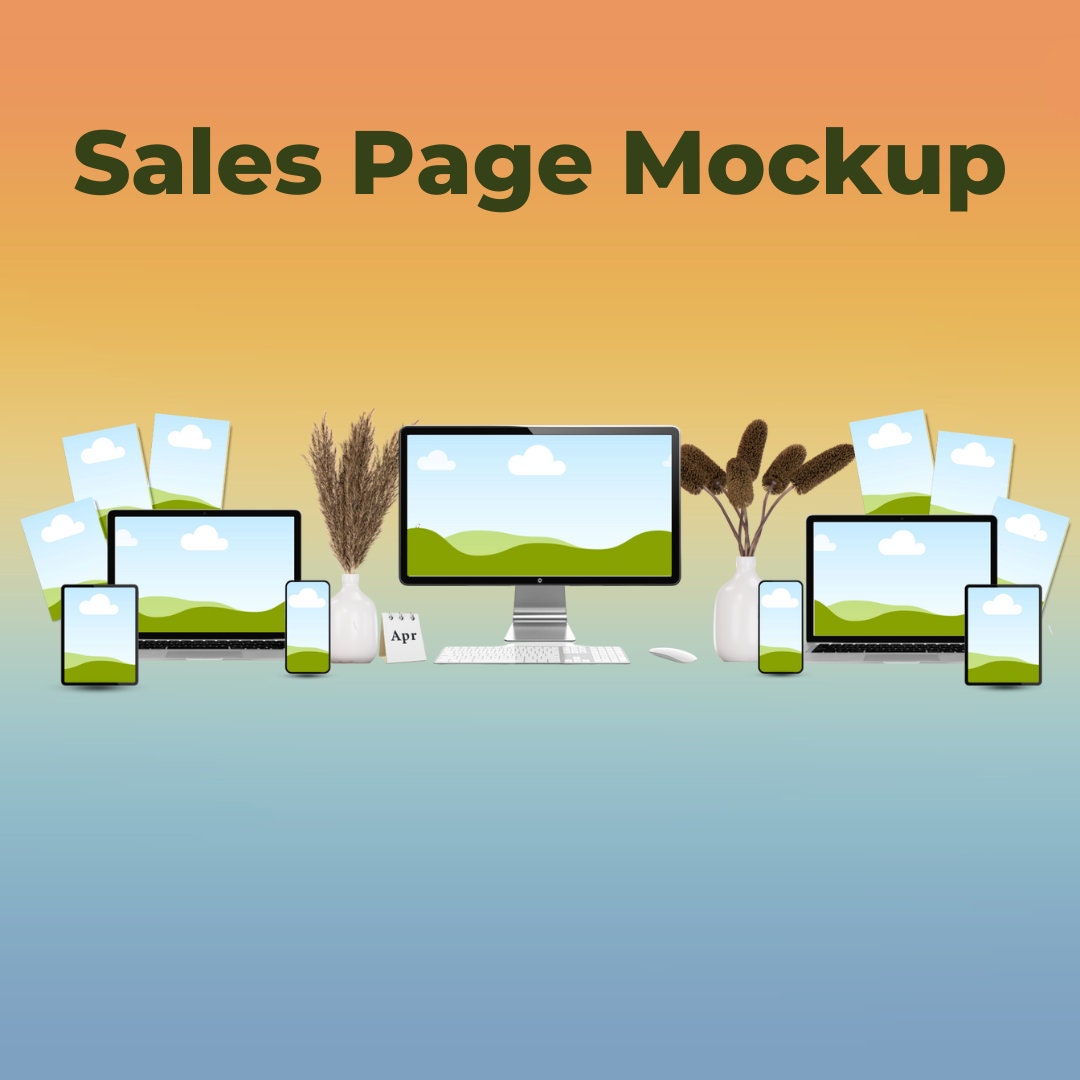Sales Page Mockup, Digital Mockup Template Editable - 1 - Etsy
