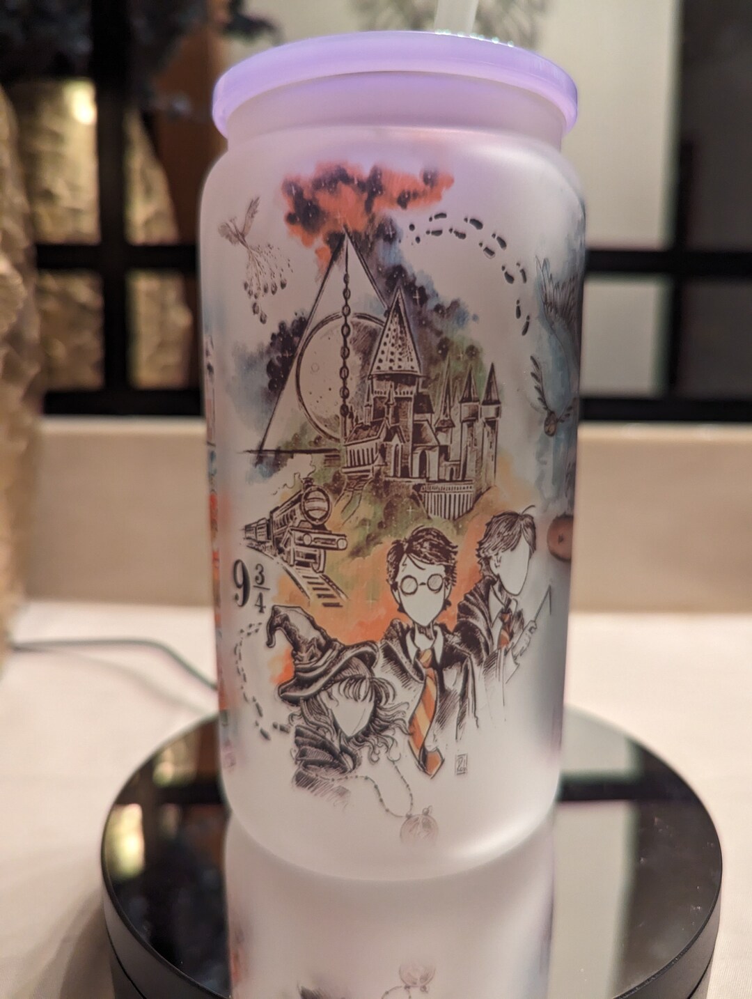 16oz Frosted Harry Potter Glass Can Cup - Etsy