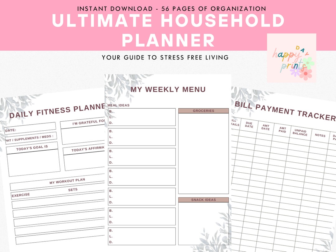 Household Planner | Printable Household Management Binder | Household ...
