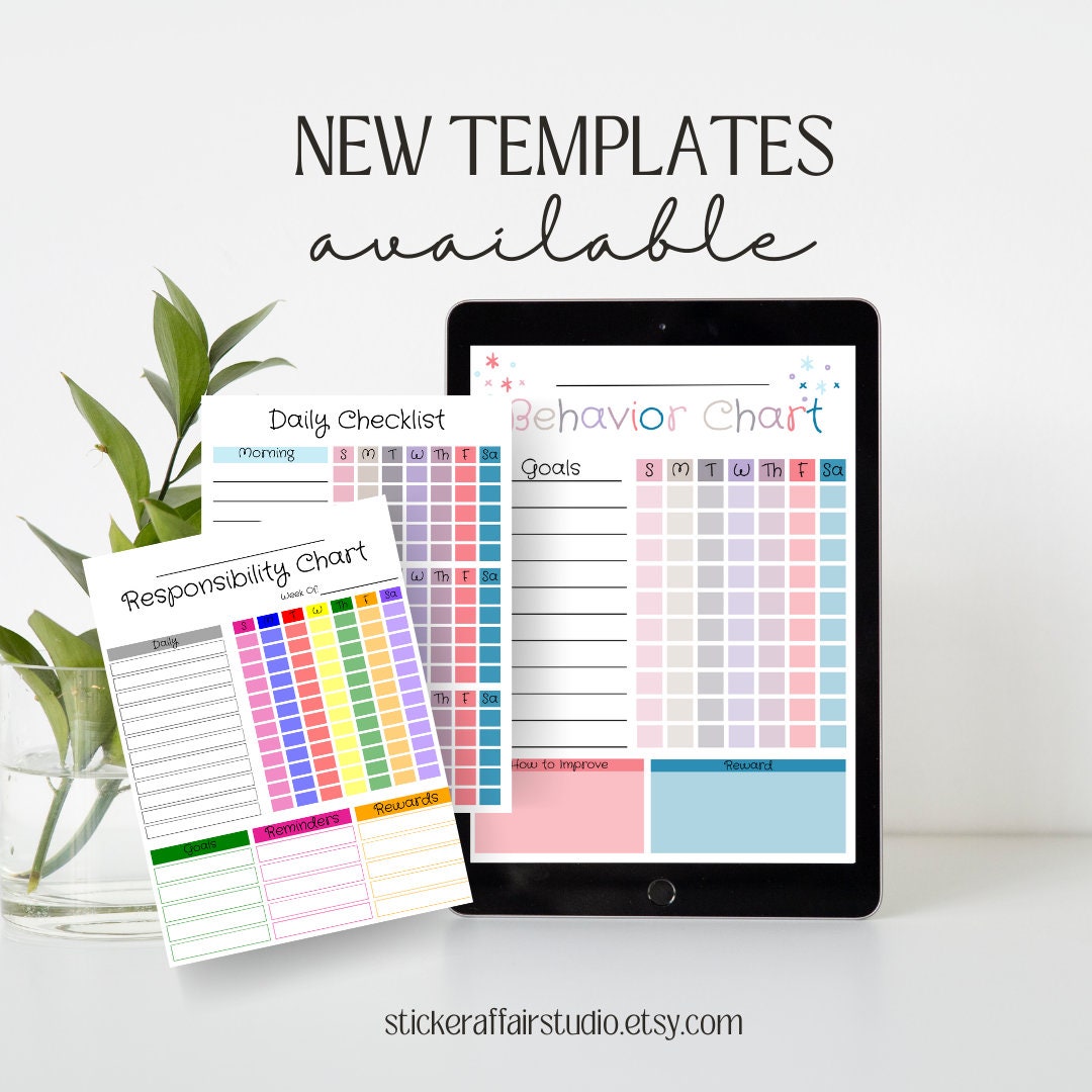 Editable Kids Behavior Chart Kids Responsibility Chart Template ...