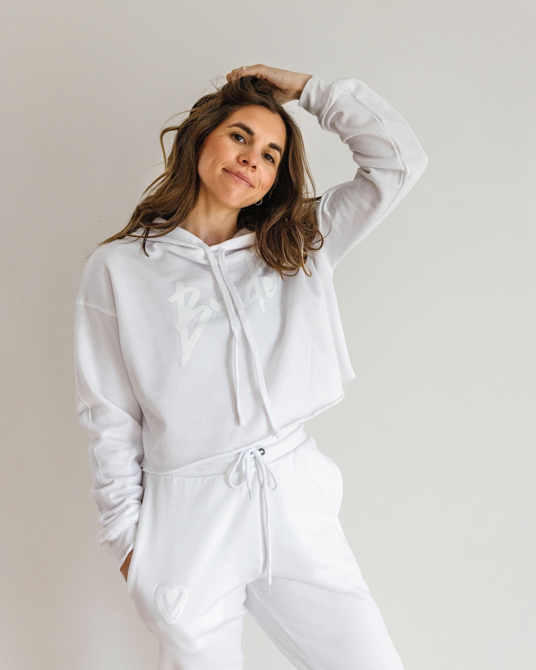 Bridal Sweatsuit | Bride Lounge Set | Cropped Bride Hoodie and Joggers ...