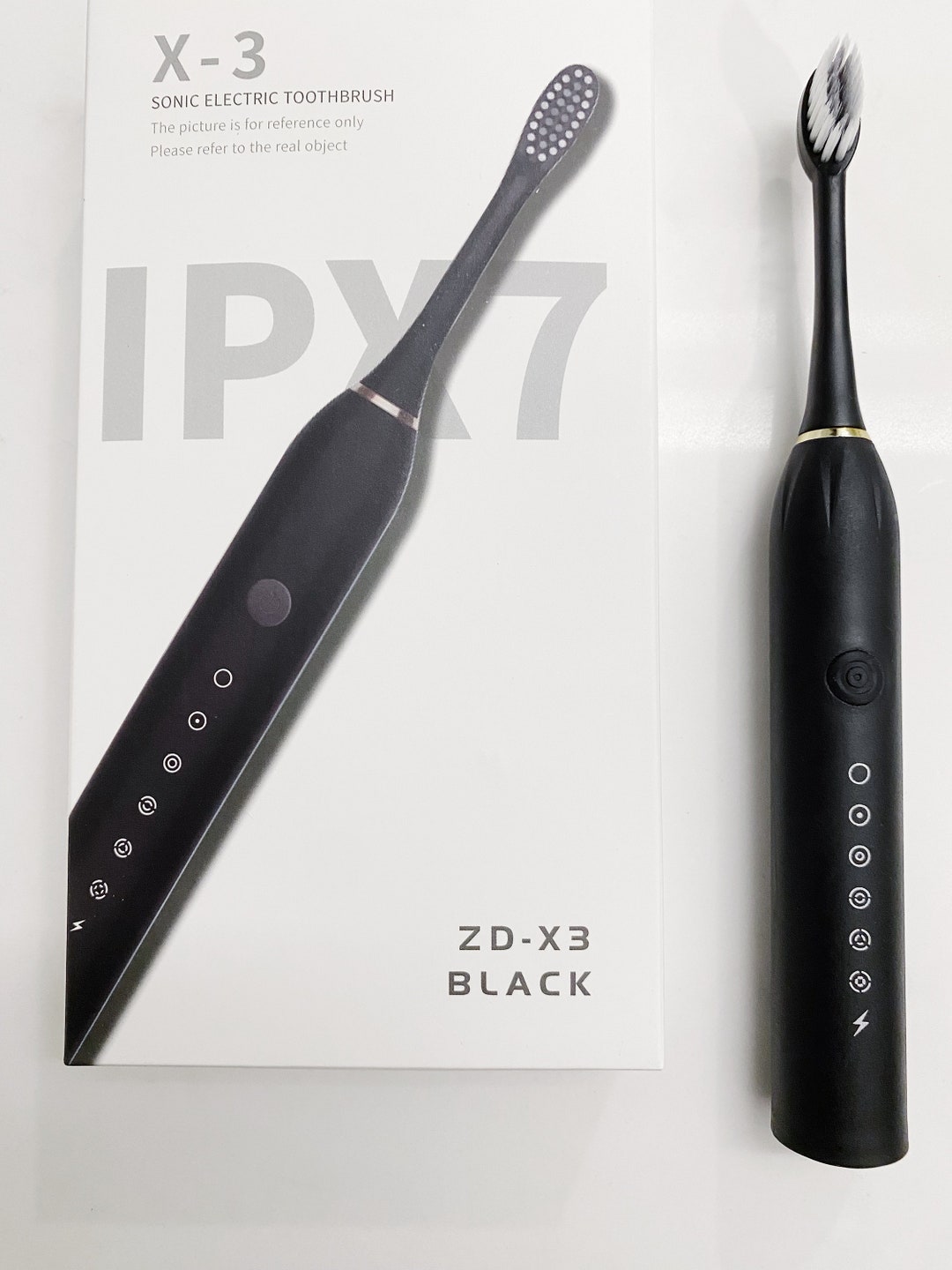 Black Series Sonic Electric Toothbrush 4 Brush Heads & USB Rechargable ...