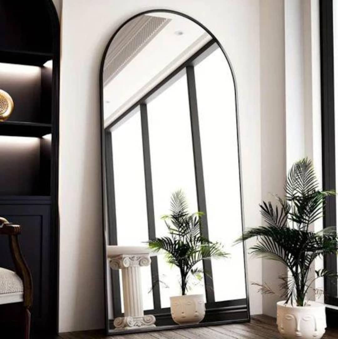 Oversized Black Arch Mirror 71”x26” - Elegant Large Wall Mirror, Modern ...