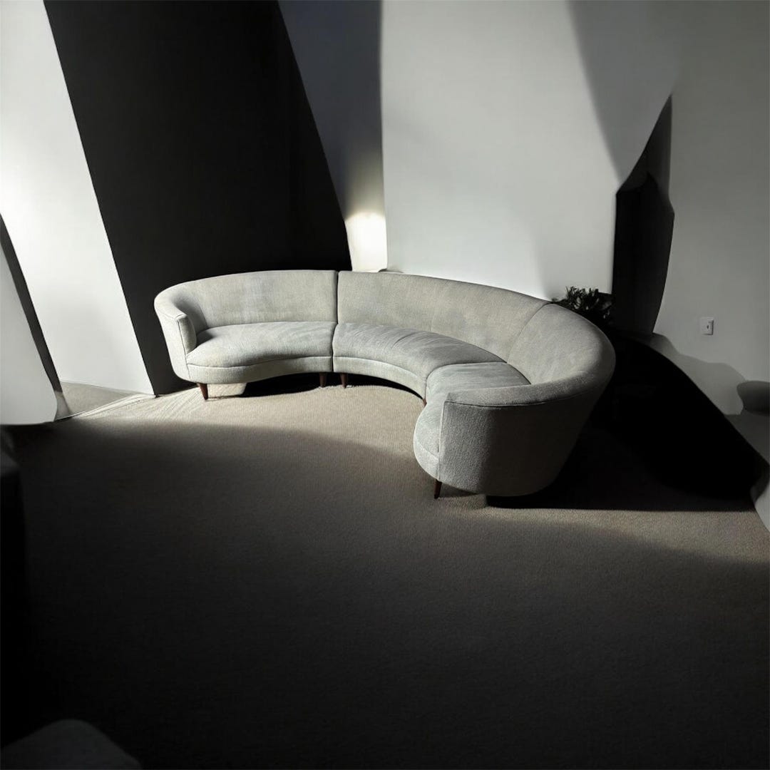 Curved Gray MCM Couch - Etsy