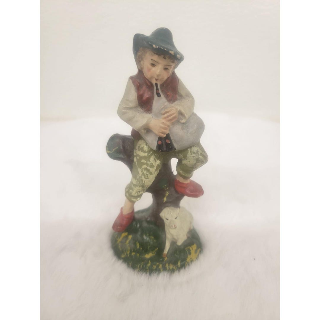 Vintage Creche Piper With Lamb Figurine - Made in Italy - Etsy