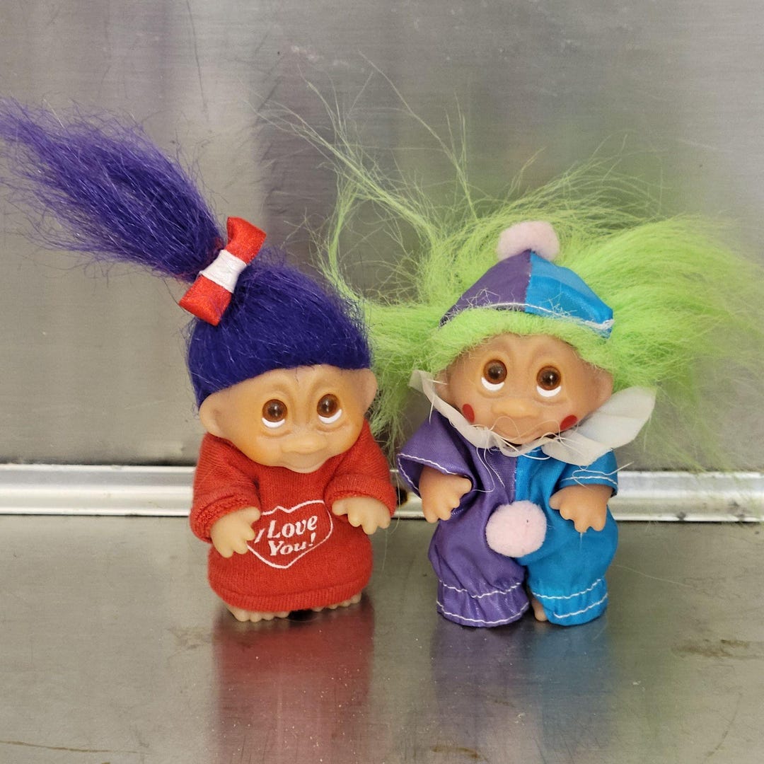 Vintage DAM Troll Dolls 1985 Clown and I Love You - Etsy