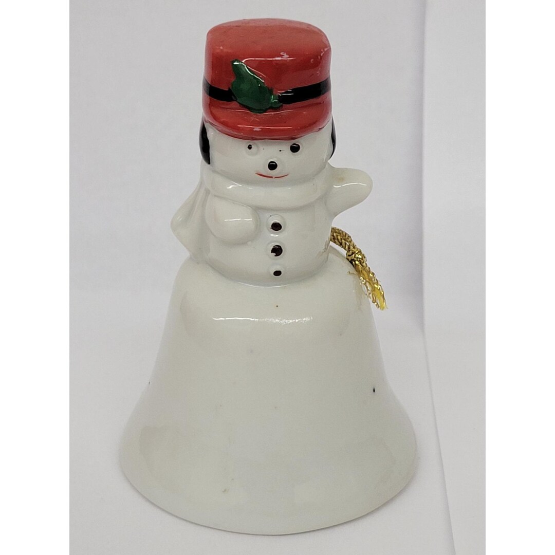 Vintage Porcelain Snowman Christmas Bell - Etsy
