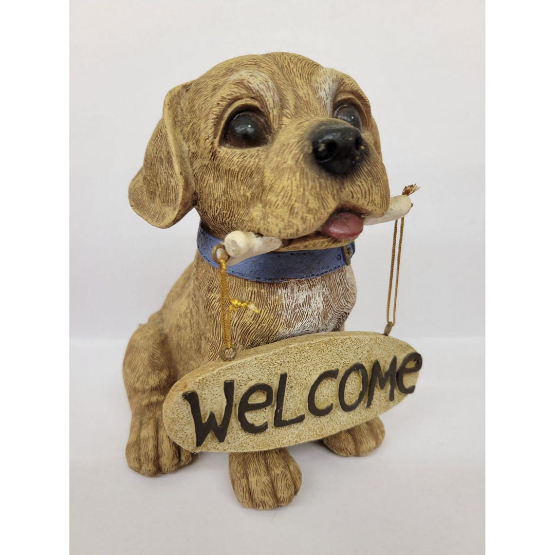 Vintage Yellow Lab Welcome Statue 2001 - Etsy