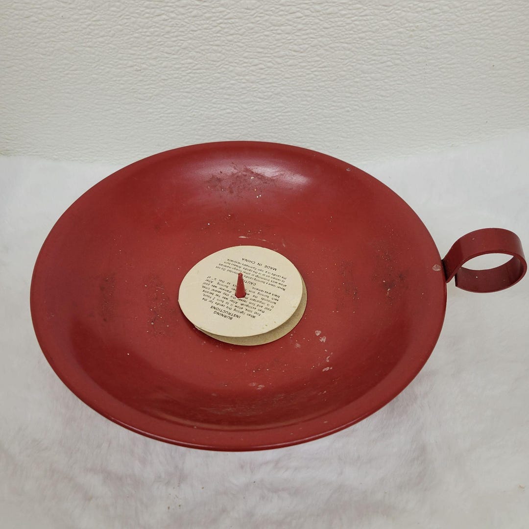 Vintage Garden Path Designs Red Metal Candle Holder With Finger Loop - Etsy