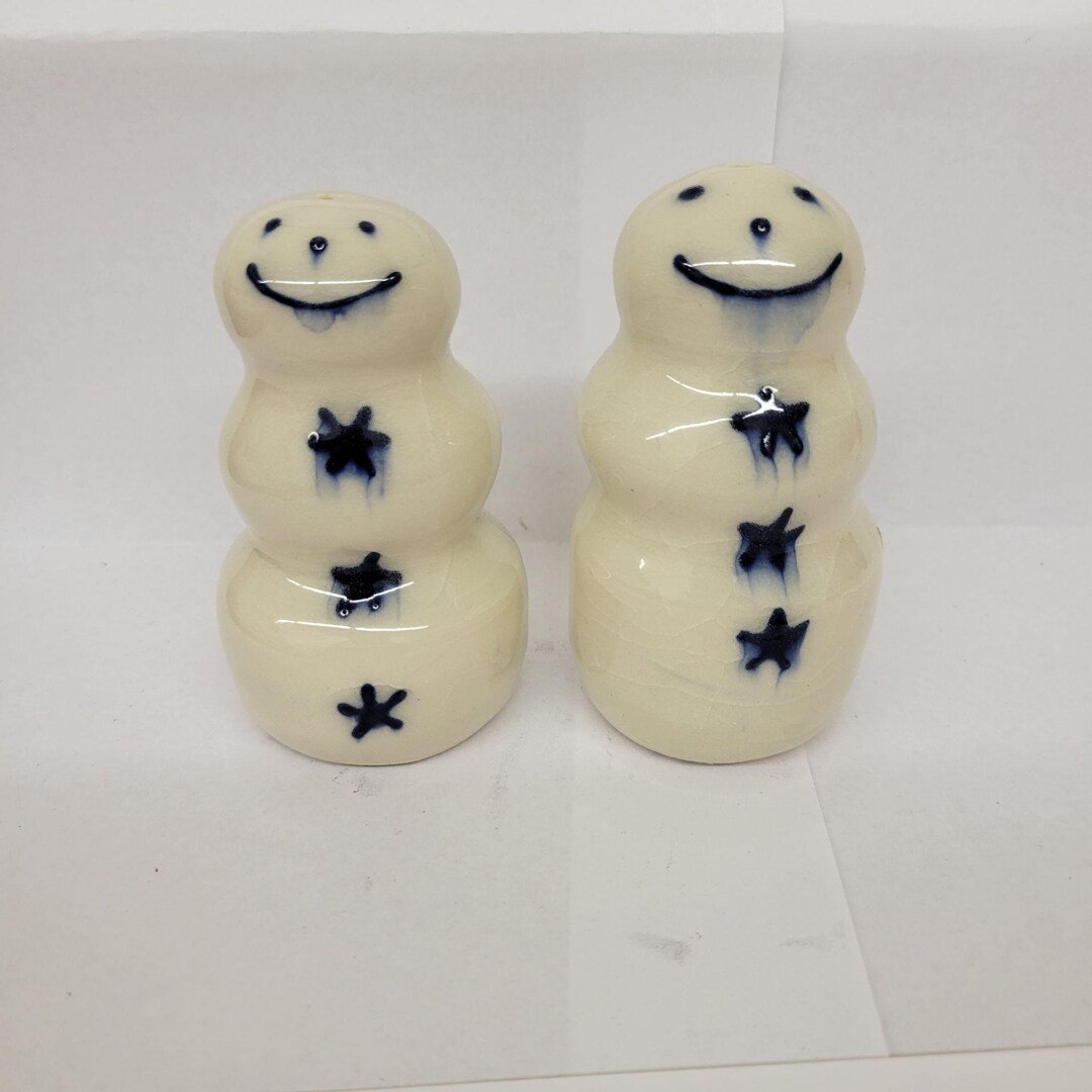 Sunfire Pottery Snowman Ceramic Salt & Pepper Shakers - Etsy