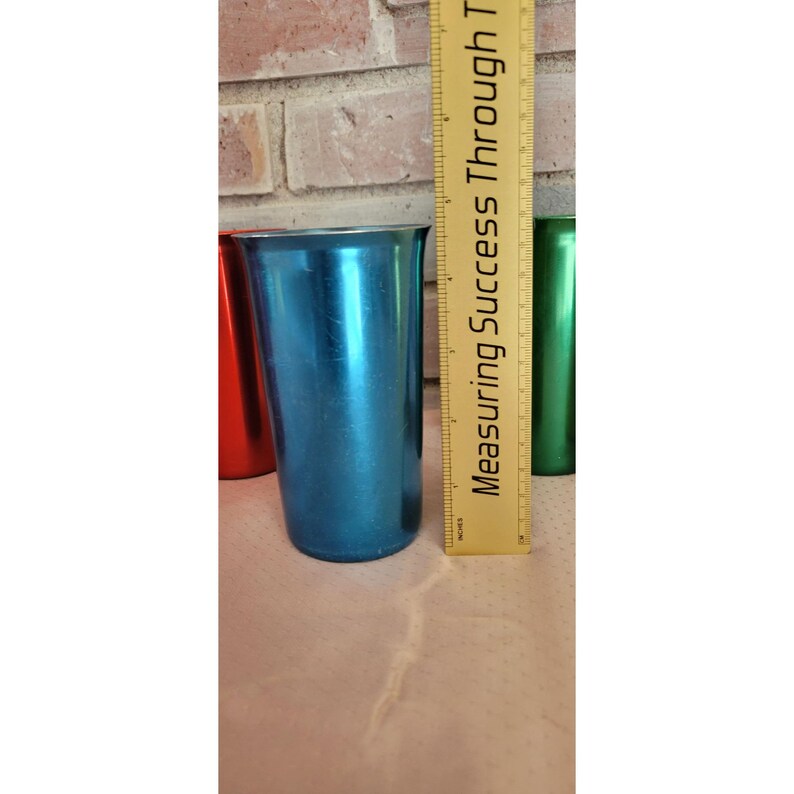 Vintage 1950s Colorful Retro Style Metallic Sunburst Aluminum Cups Set ...