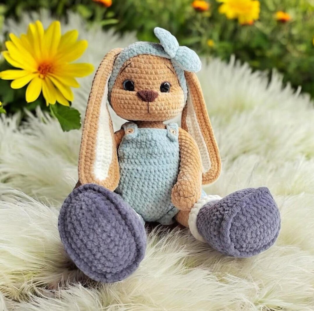 Crochet Bunny Doll, Personalized Stuffed Animal, Handmade Crochet ...