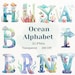 Ocean Alphabet Clipart Watercolor Transparent Sealife Graphic Name ...