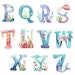 Ocean Alphabet Clipart Watercolor Transparent Sealife Graphic Name ...