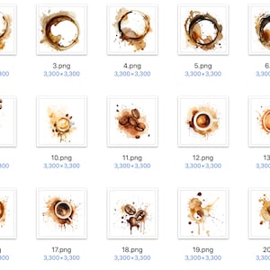 20 Coffee Stain Clipart Watercolor Rustic Vintage Cafe Drip Image ...