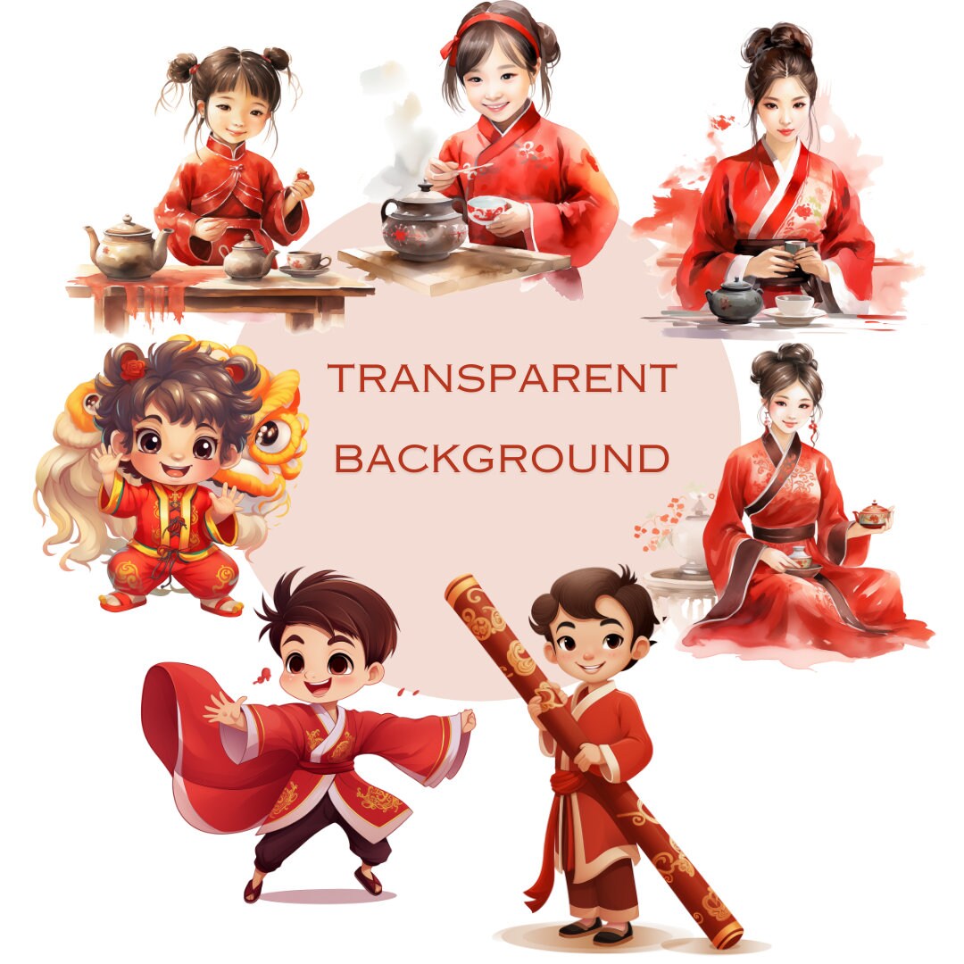 Chinese New Year Clipart Bundle - Transparent PNG, 300 DPI - Vibrant ...
