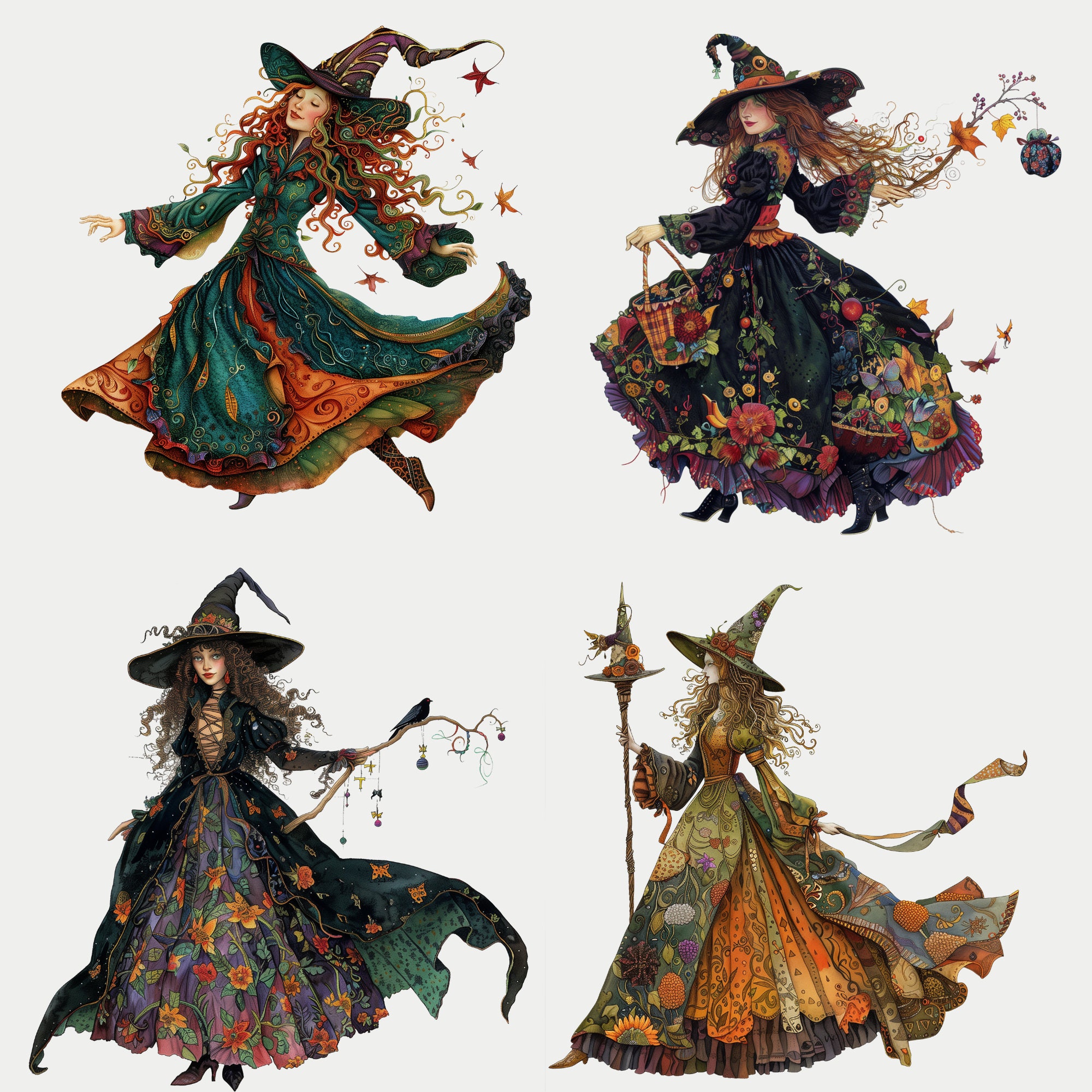 Halloween Witch Clipart Watercolor Transparent PNG Halloween Witch ...
