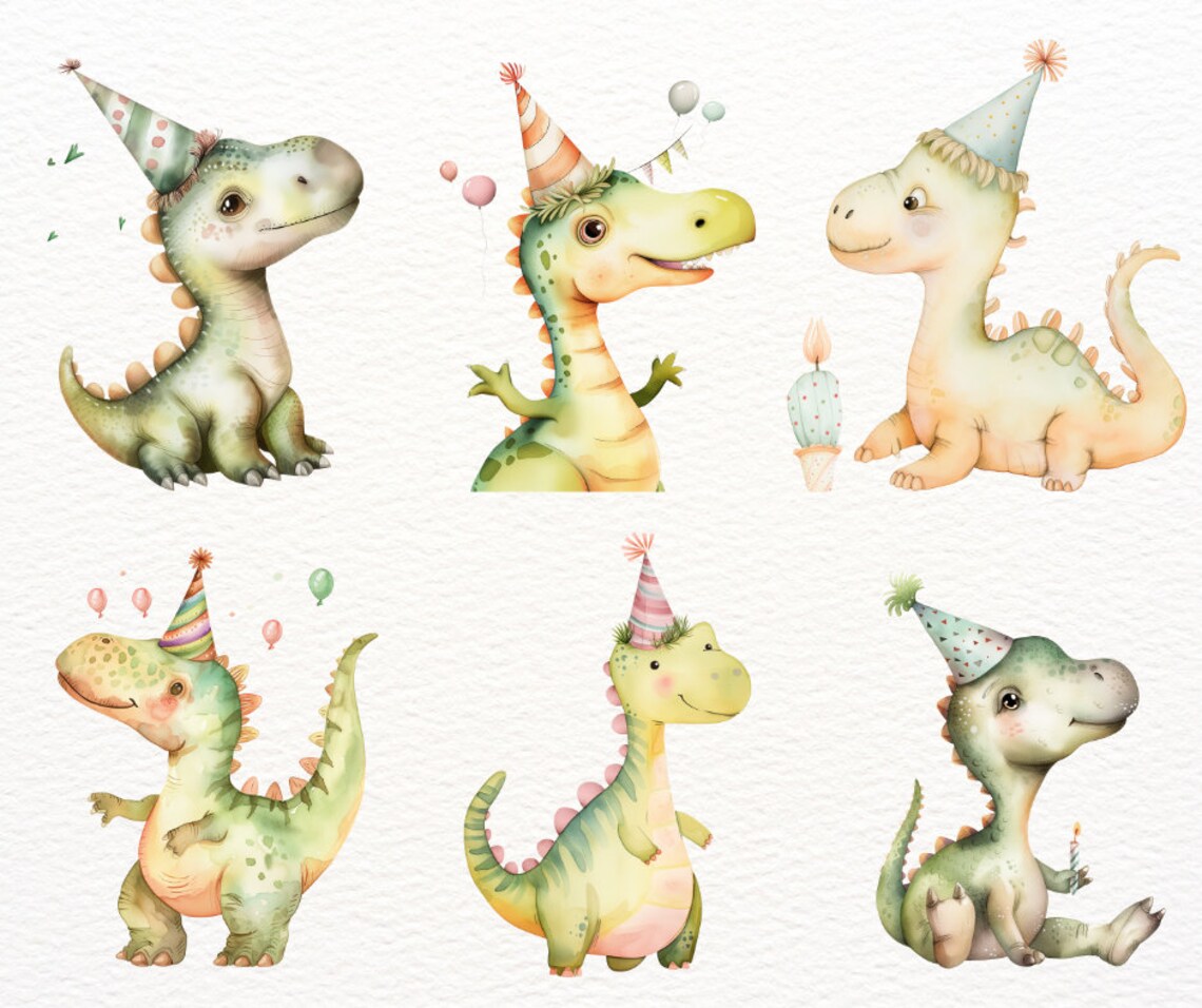 Party Dinosaur Clipart Watercolor Transparent PNG Baby Shower Image ...