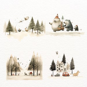 Fun Christmas Clipart, Watercolor Christmas Children PNG, Winter Fun ...