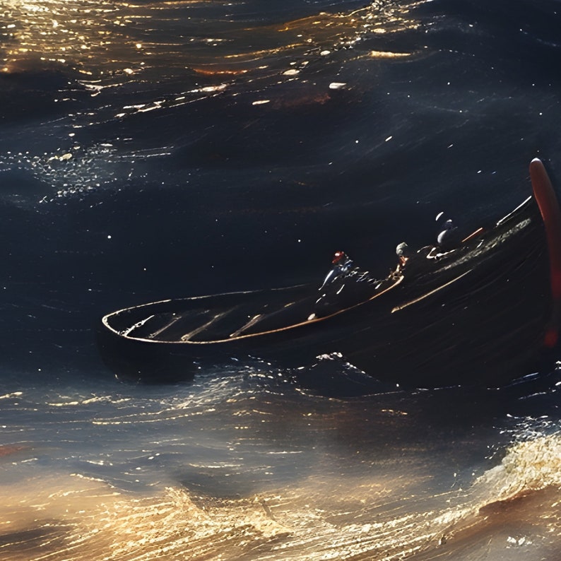 Printable Angry Ocean Oil Painting Sail Boats Image Vintage Seascape ...