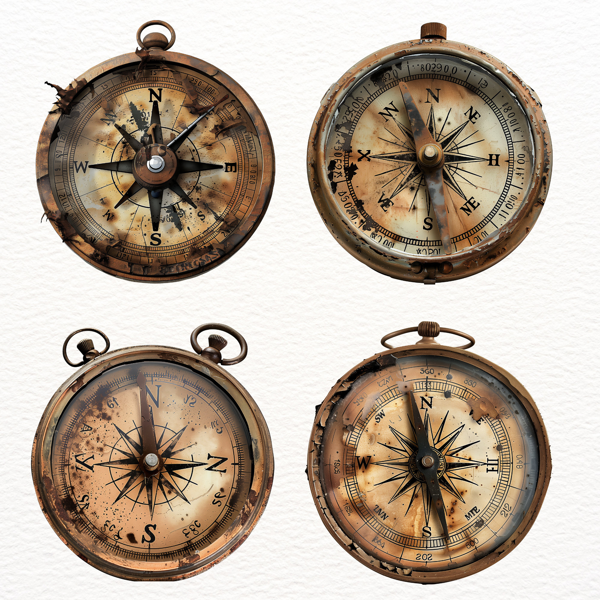 Rustic Compass Clipart Transparent PNG 300 DPI Old Vintage Compass ...