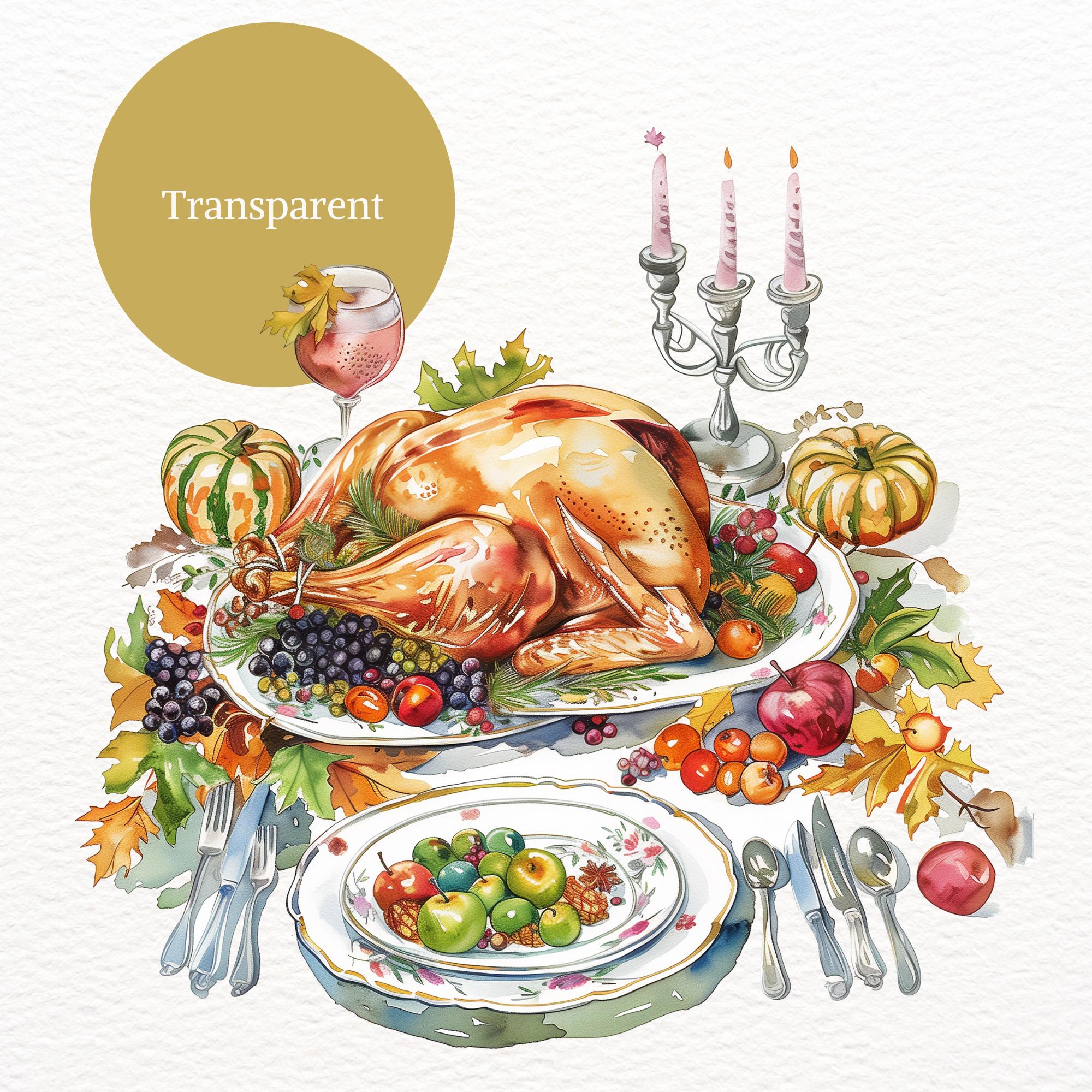 Thanksgiving Clipart Watercolor Transparent PNG Fall Season Graphic ...
