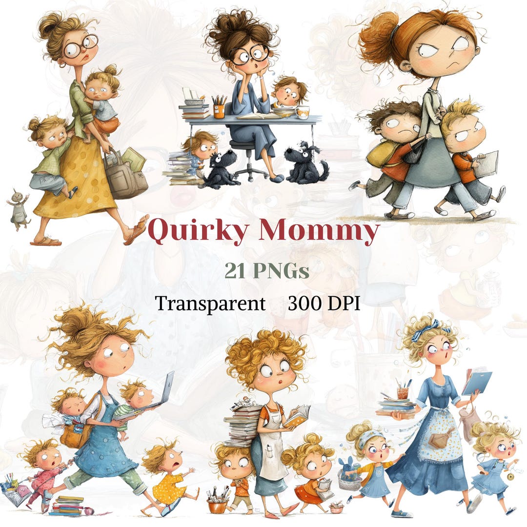 Quirky Mommy Clip Art, Mother's Day Celebration PNG, Lovely Mother ...