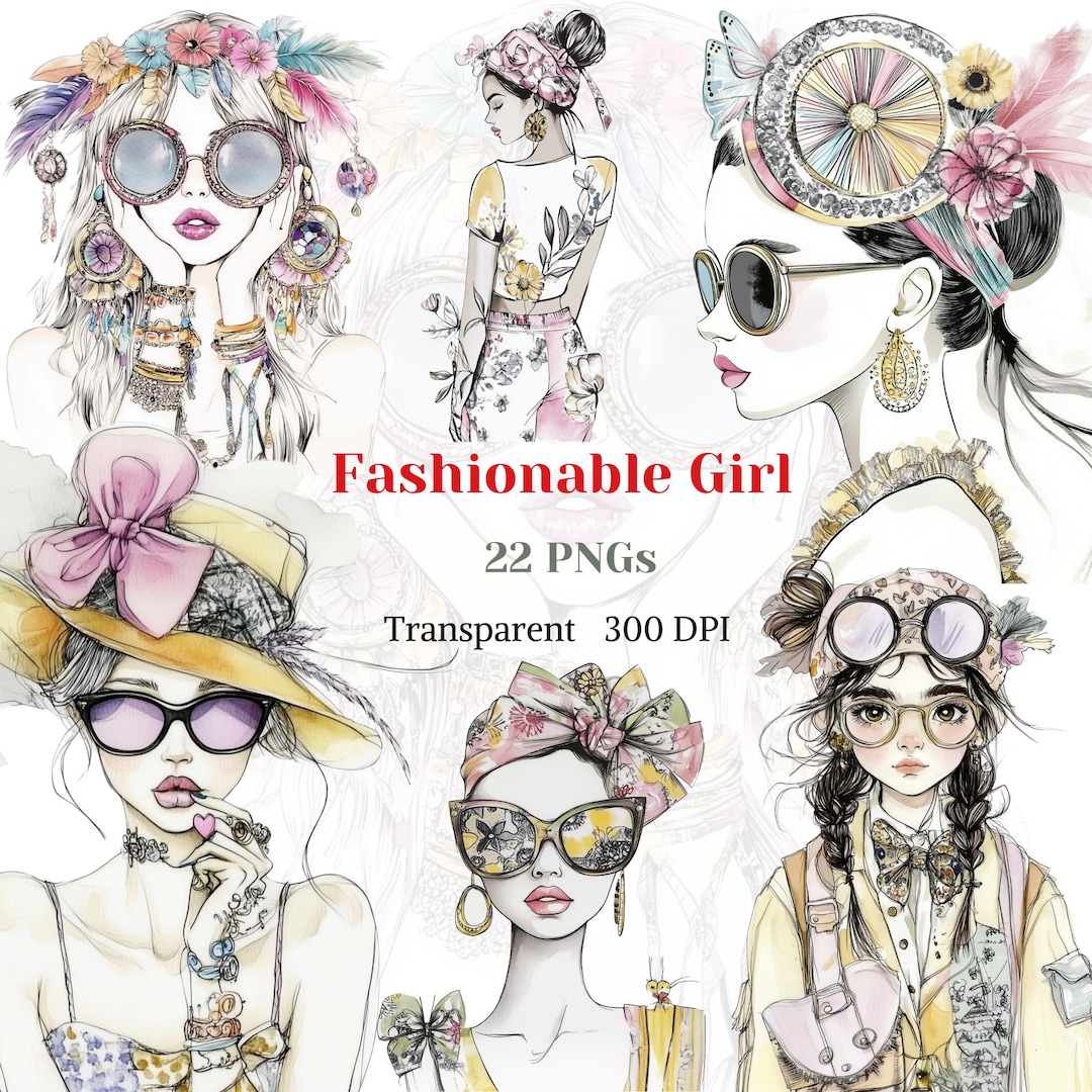 Fashionable Girl Clipart, Pretty Chic Woman Graphic for Fashion Office ...