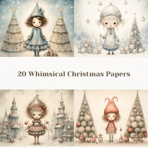 Whimsical Christmas Paper Digital Download PNG Christmas Page Set ...