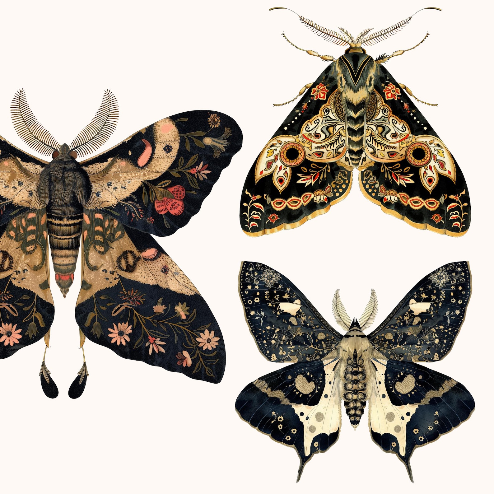 Night Moth Clip Art, Black Moth PNG, Wing Fantasy Graphic, Rustic ...