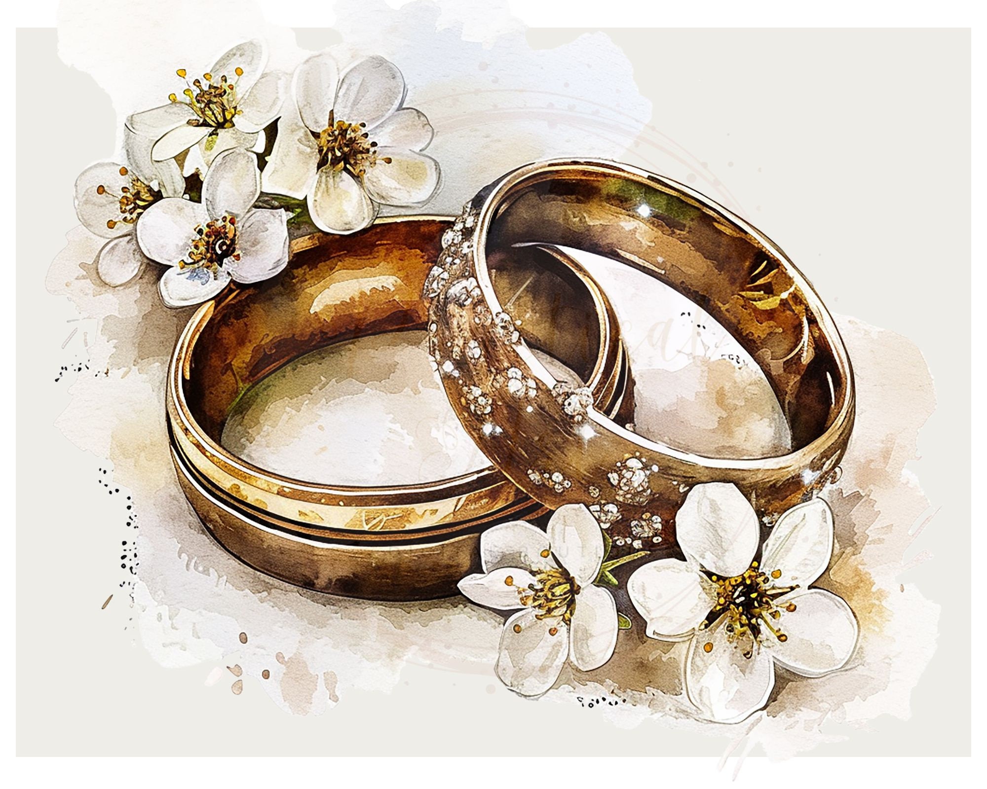 10 Wedding Ring Clipart Transparent Watercolor PNG Marriage Bride Groom Graphic Proposal Couple ...