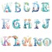 Ocean Alphabet Clipart Watercolor Transparent Sealife Graphic Name ...