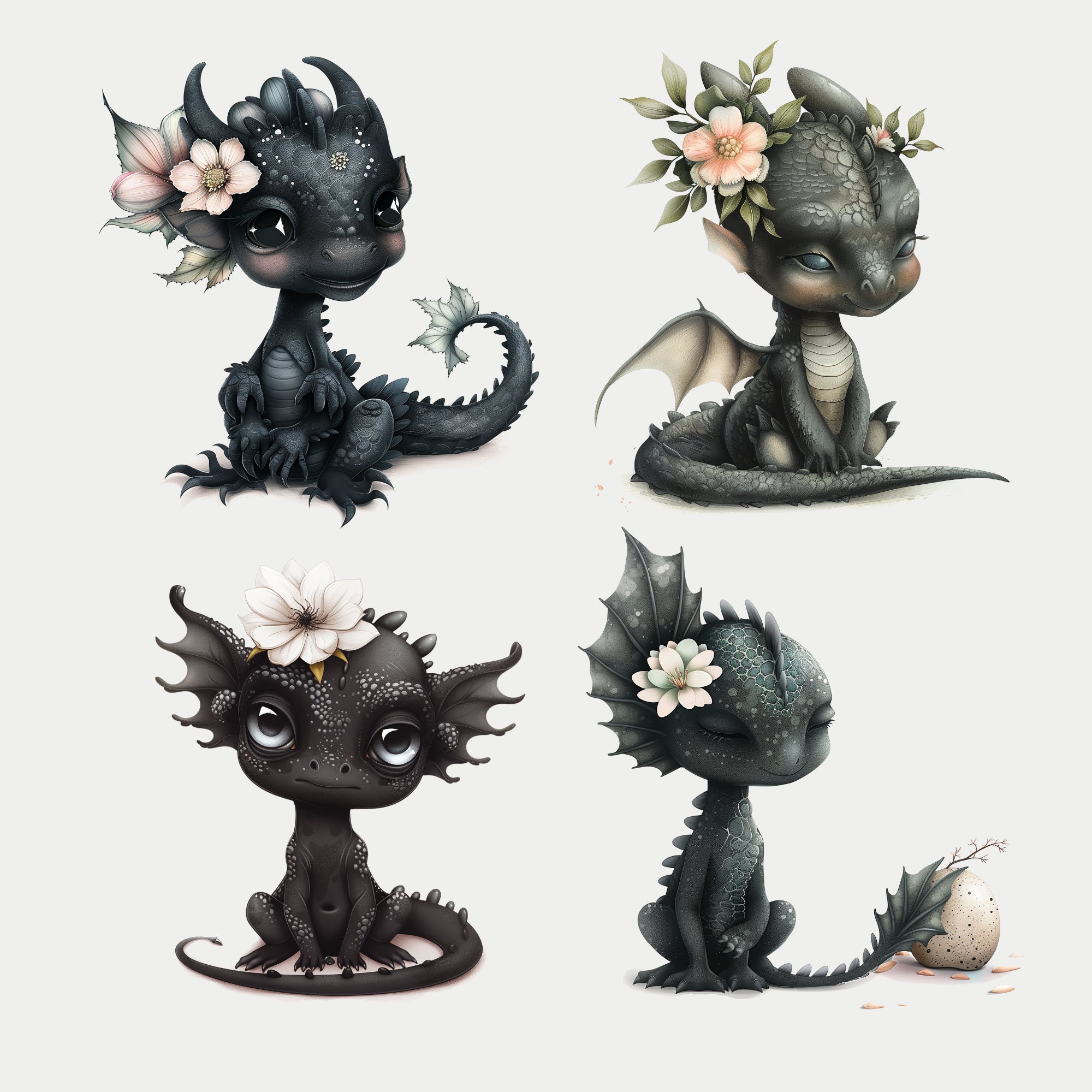 Cute Black Dragon Clipart Watercolor Transparent PNG Baby Shower Image ...