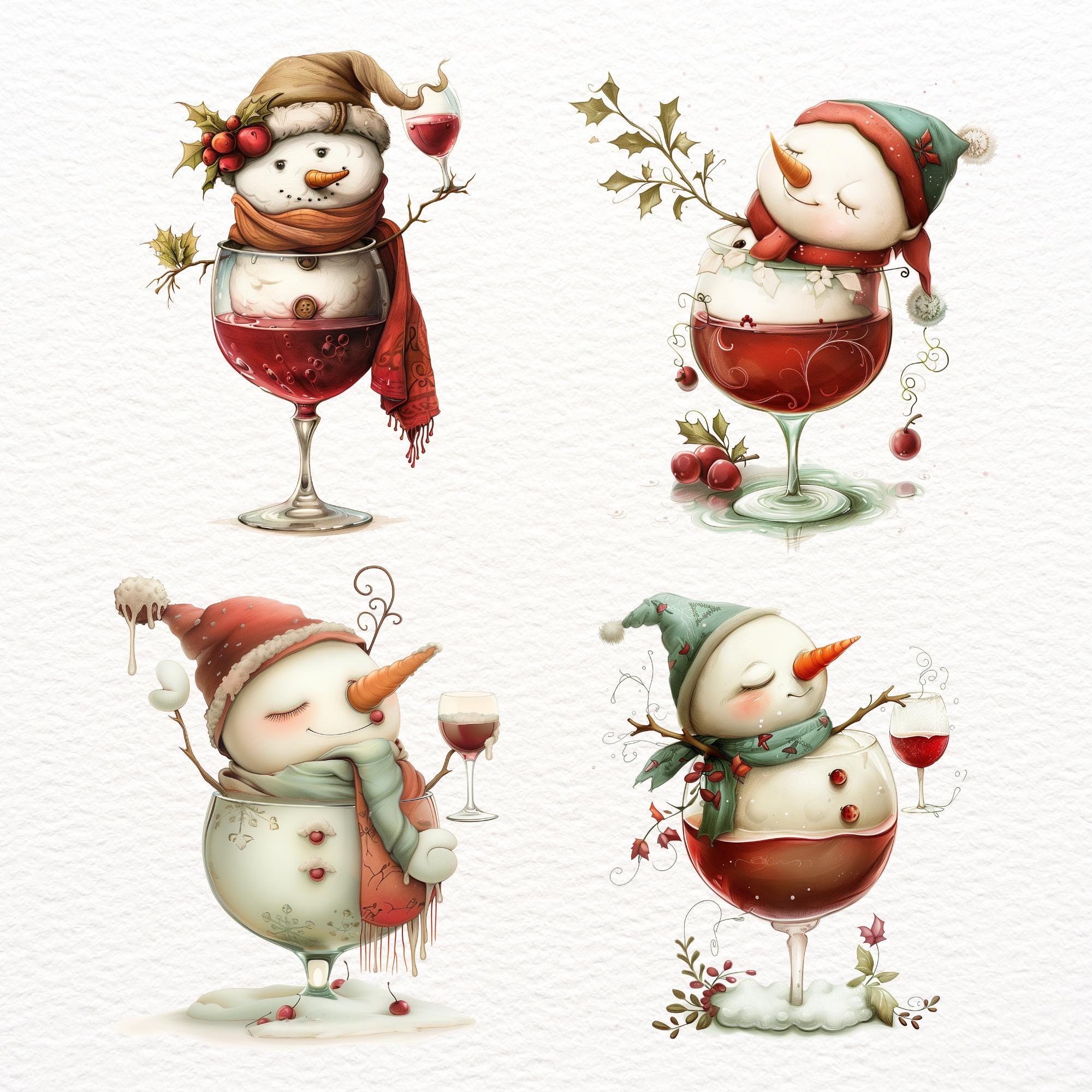 Whimsical Tipsy Snowman Clipart, Quirky Snowman PNG, Funny Noel Winter ...