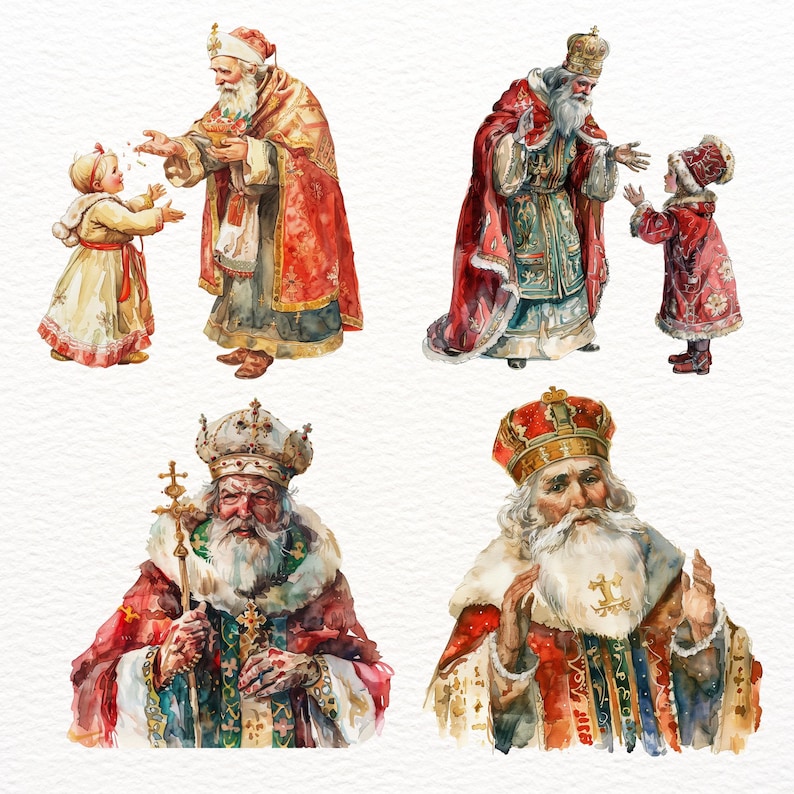 Saint Nicholas Clipart Transparent Watercolor PNG Retro Saint Catholic ...