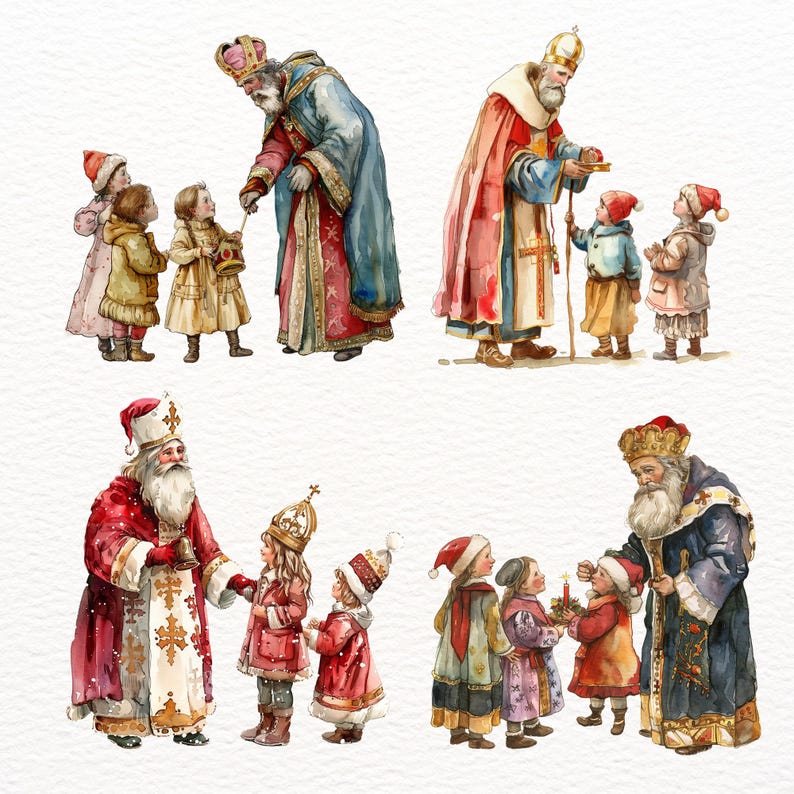 Saint Nicholas Clipart Transparent Watercolor PNG Retro Saint Catholic ...