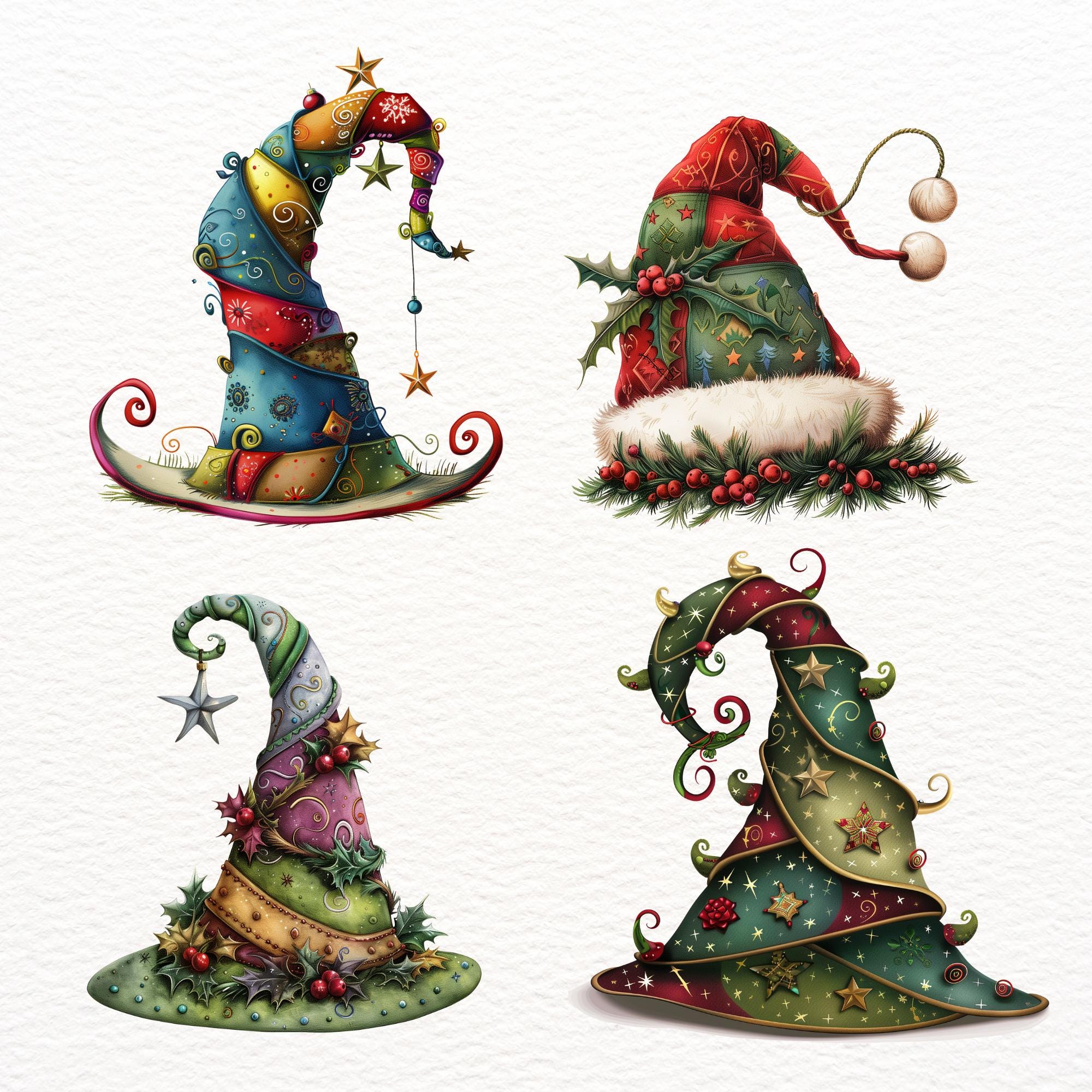 Whimsical Christmas Hat Clipart Transparent PNG Noel Winter Graphic ...